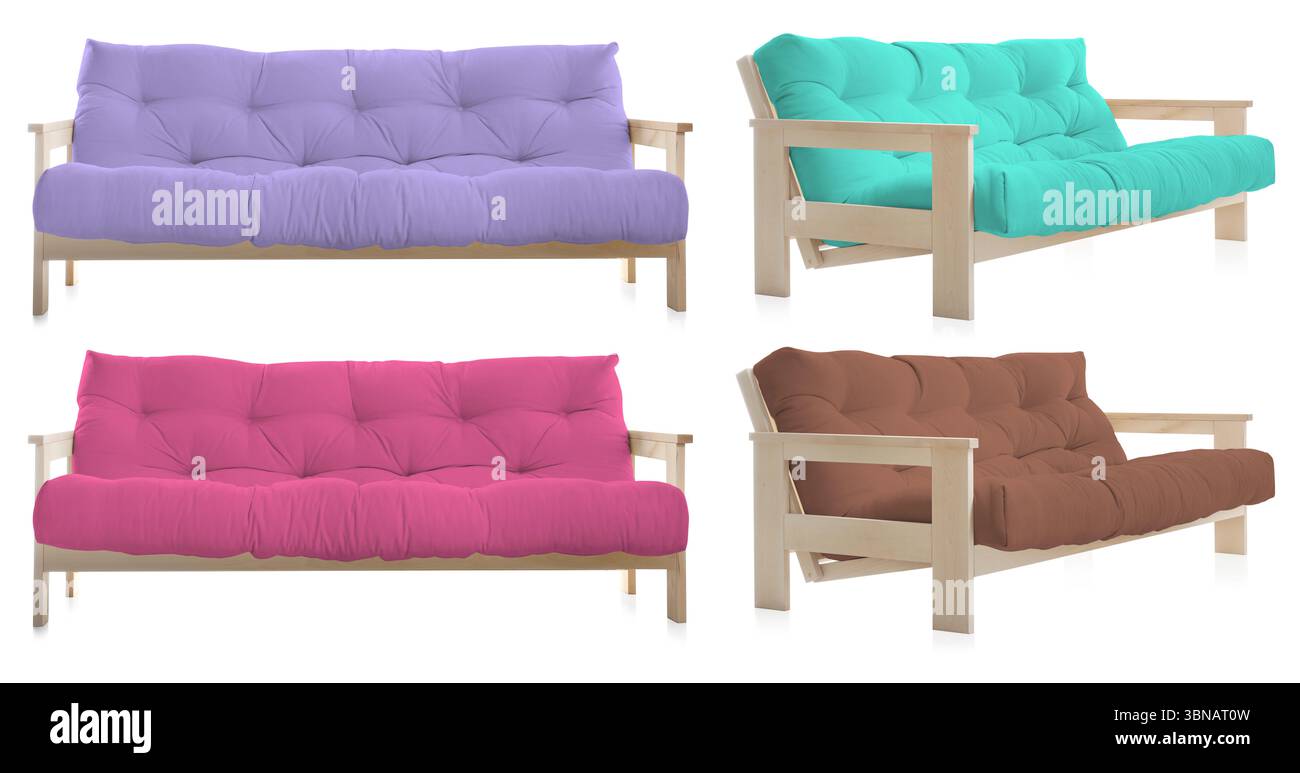 Sofa in different colors isolated on white, set. Furniture for living ...