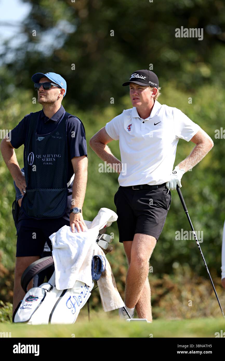 Luke Poulter on the second tee box during The Open 2025 Regional ...