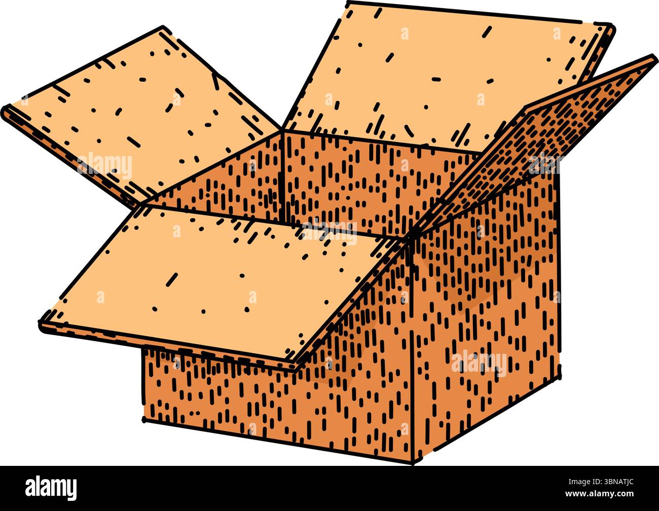 shipping cardboard box sketch hand drawn vector Stock Vector Image ...