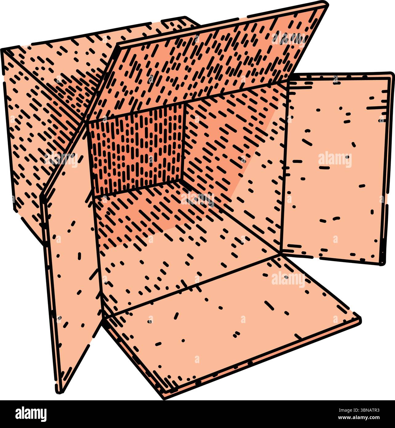 corrugated cardboard box sketch hand drawn vector Stock Vector Image ...