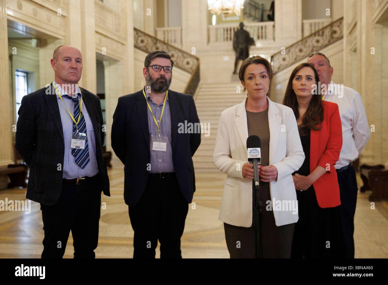 Infrastructure Minister Liz Kimmins (centre) is accompanied by Niall ...