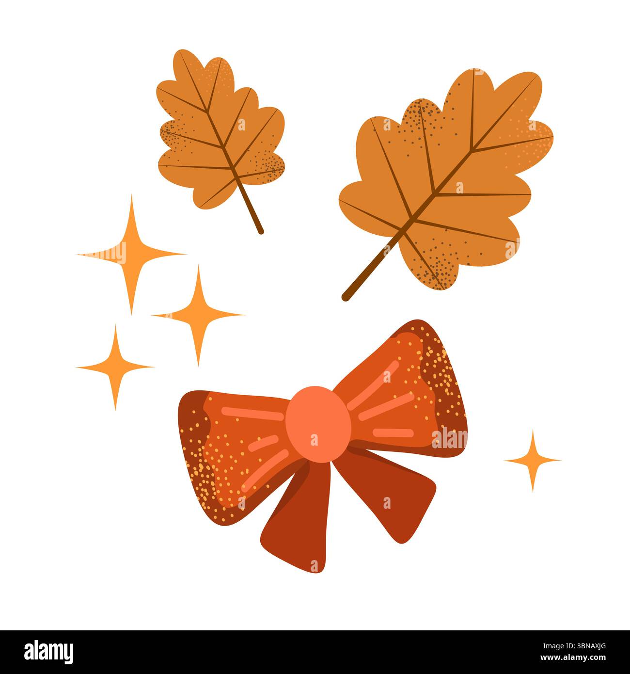Vector illustration of autumn leaves and ribbon bow isolated on white ...