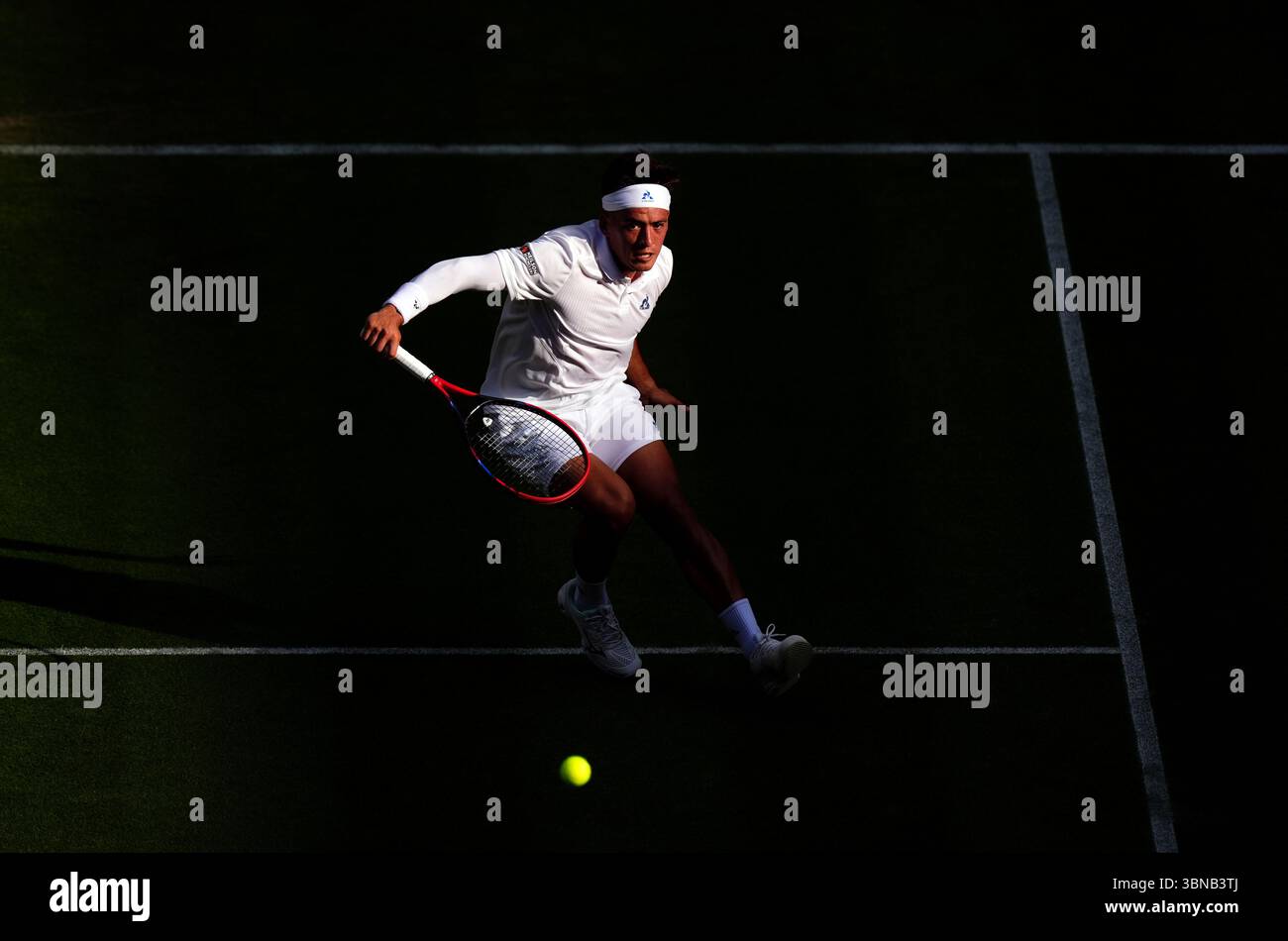 Sebastian Baez during his match against Jack Draper on day two of the ...