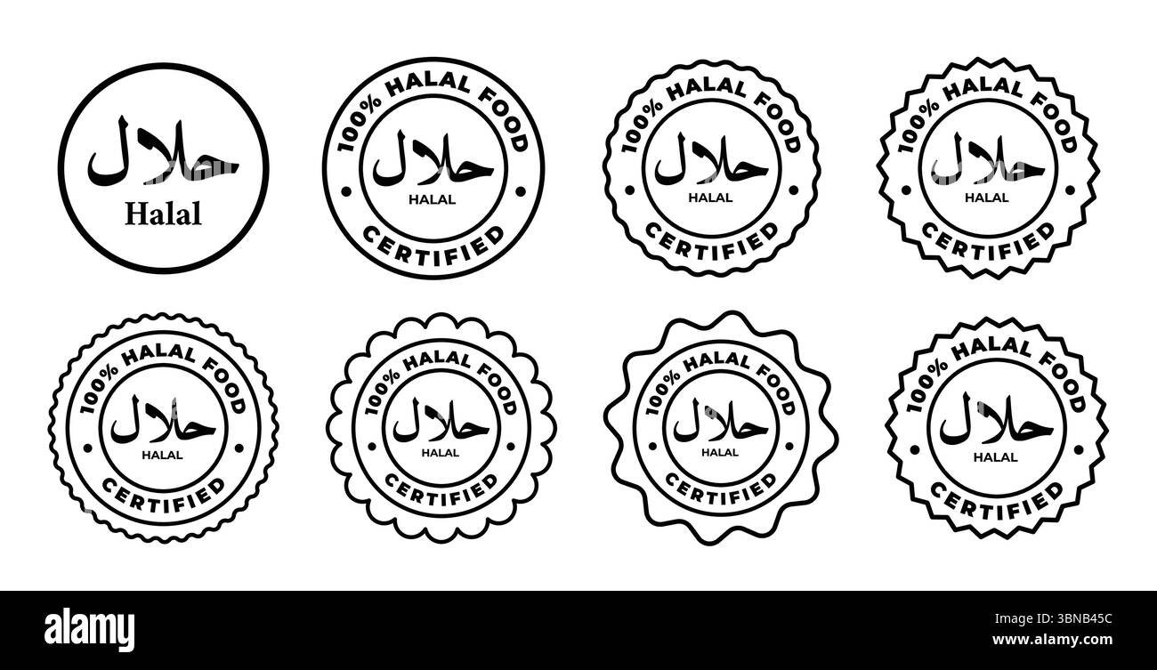 Halal Logo Set Vector Illustration, Certified Halal Food Labels Icon ...