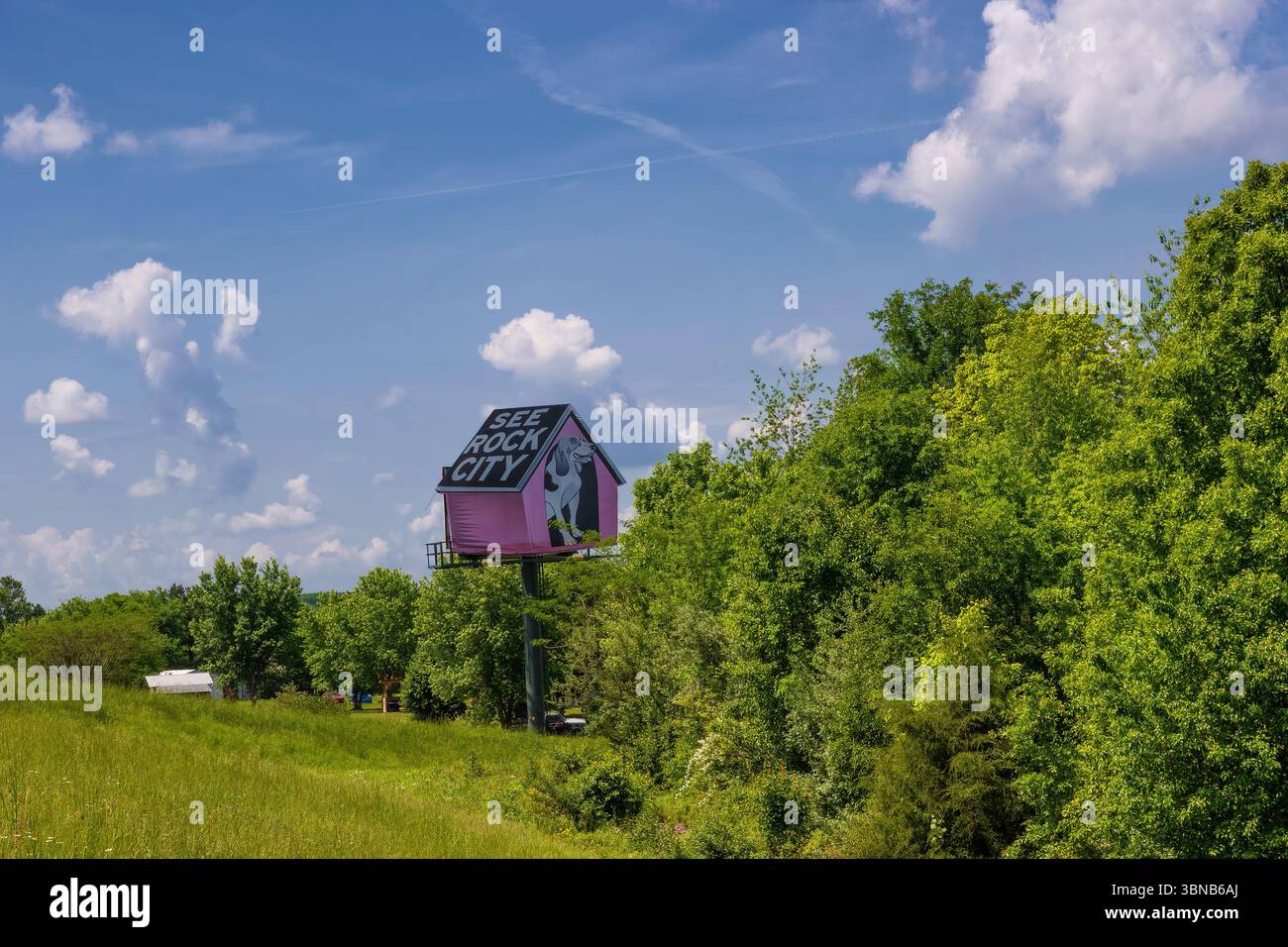 Rural Tennessee, USA - April 30th, 2025: Advertizing signs for Rock ...