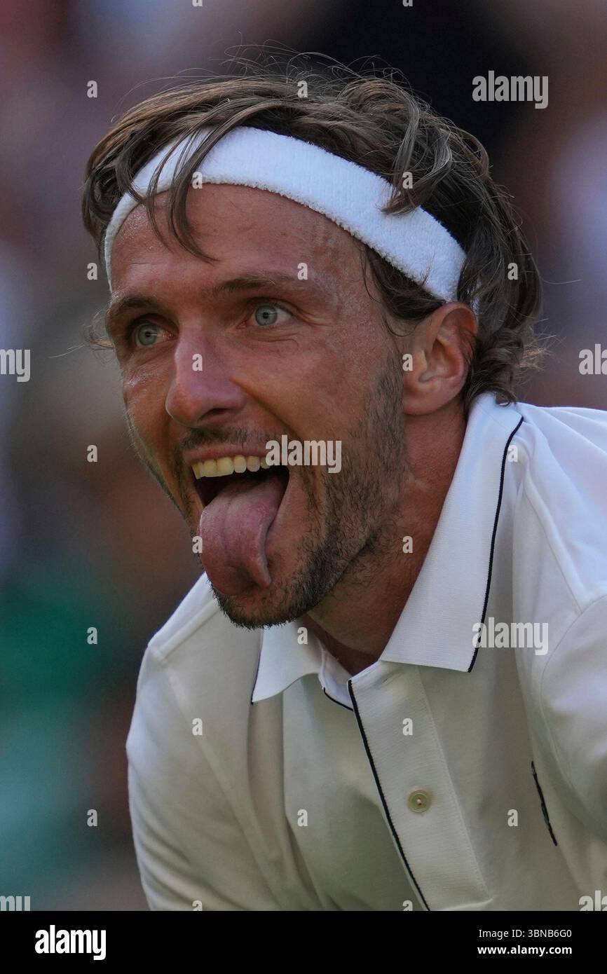 Arthur Rinderknech of France celebrates after beating Alexander Zverev ...