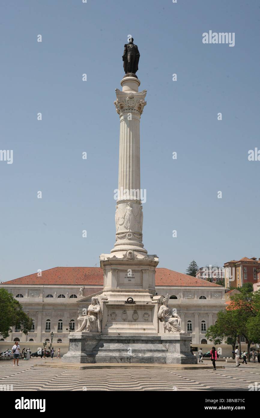 Statue of King Pedro IV in Rossio Square Pombaline Lisbon Lisboa ...