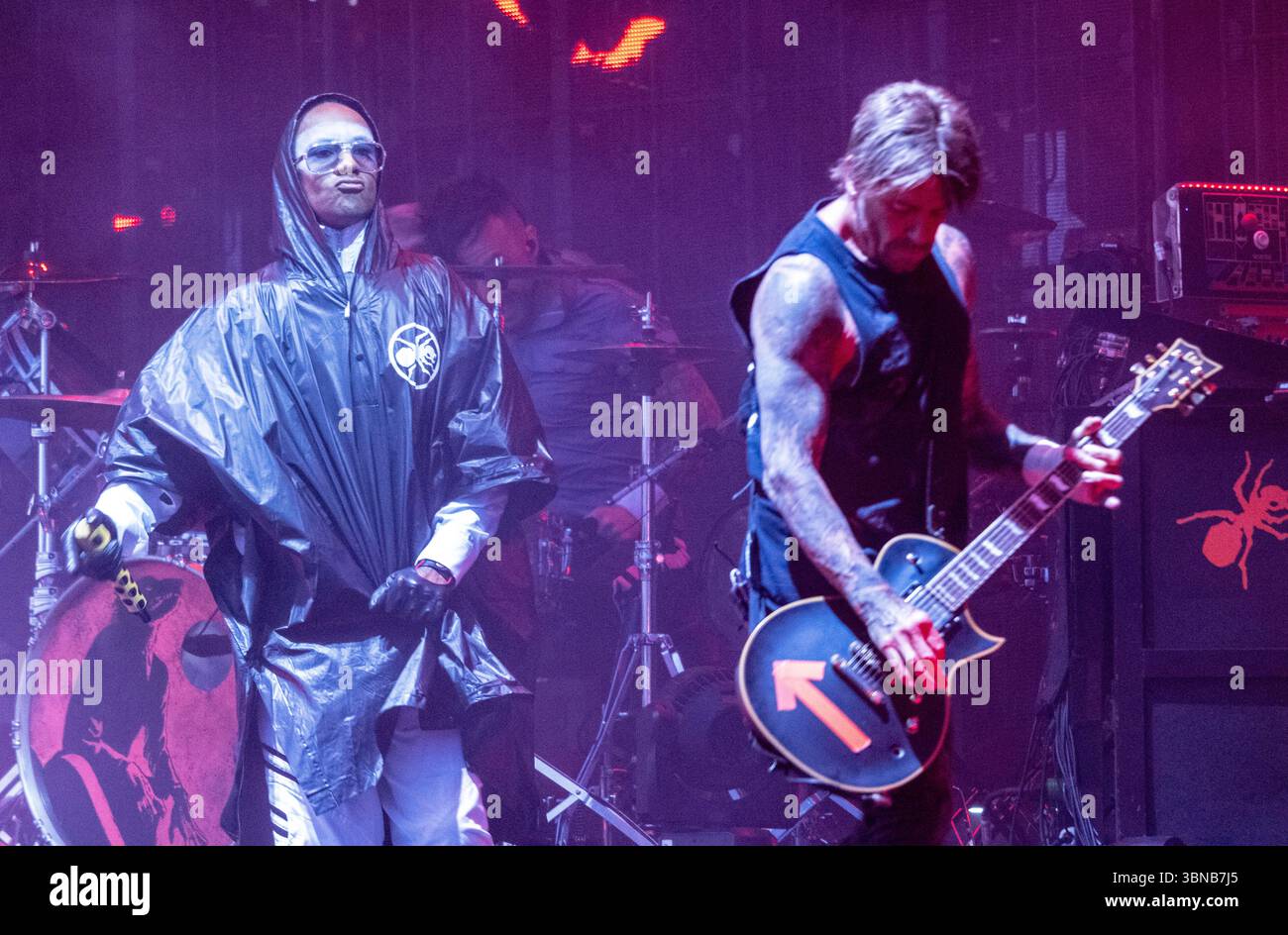 the prodigy performing on the Pyramid Stage during the Glastonbury ...