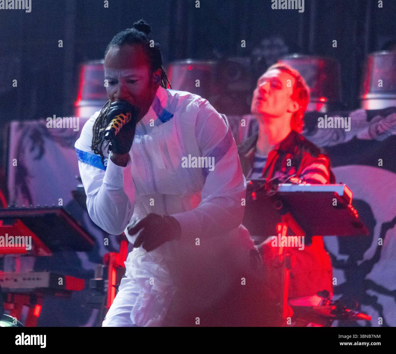 the prodigy performing on the Pyramid Stage during the Glastonbury ...