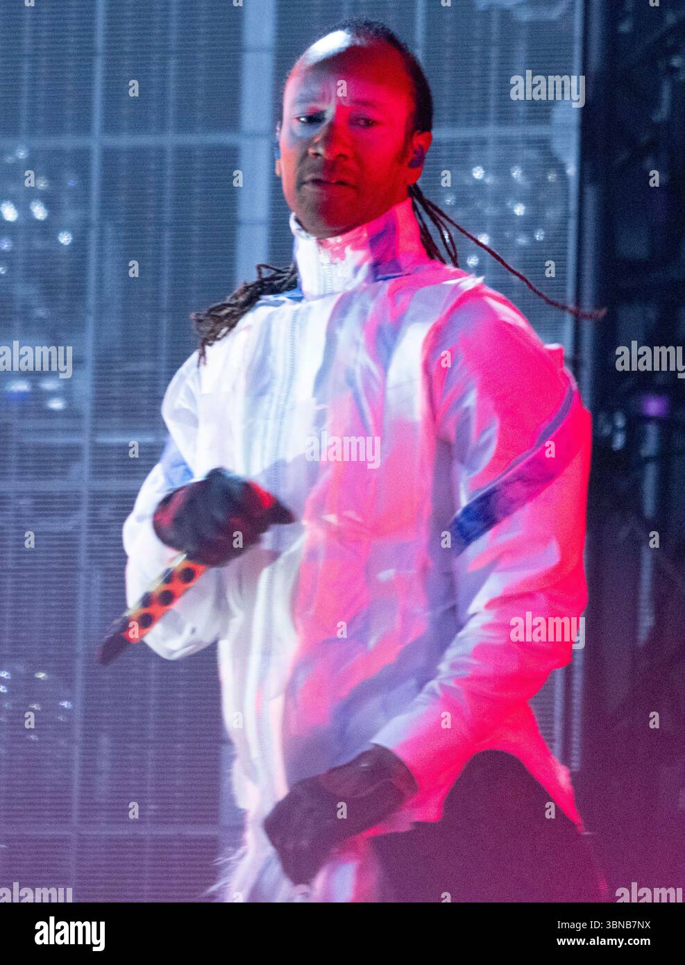 the prodigy performing on the Pyramid Stage during the Glastonbury ...