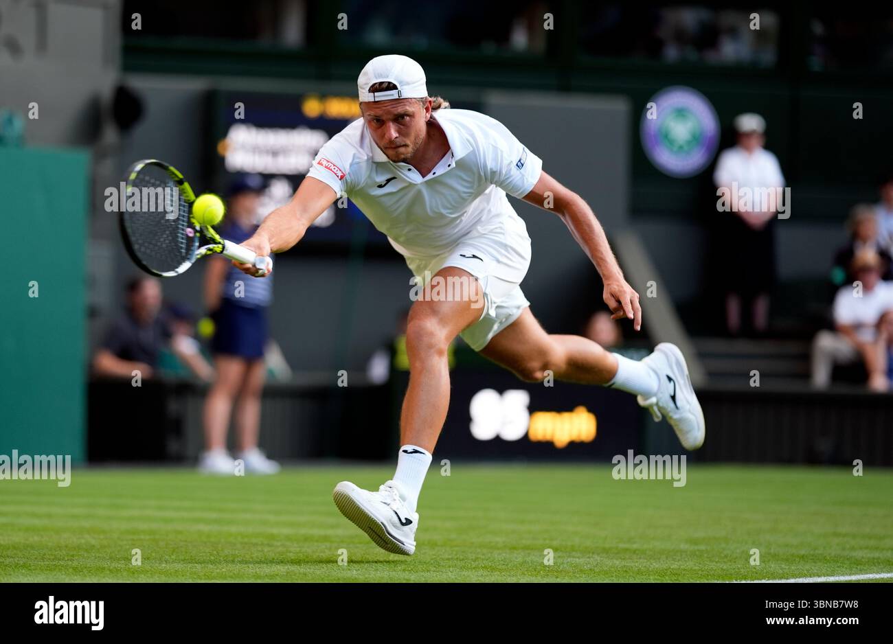 Alexandre Muller during his match against Novak Djokovic on day two of the 2025 Wimbledon ...