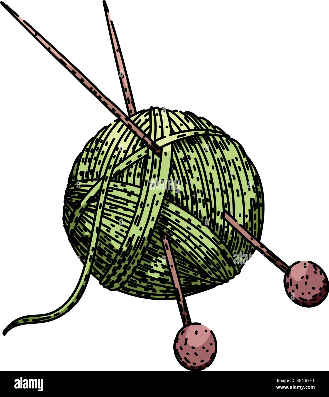 cotton yarn needle knit sketch hand drawn vector Stock Vector Image & Art - Alamy