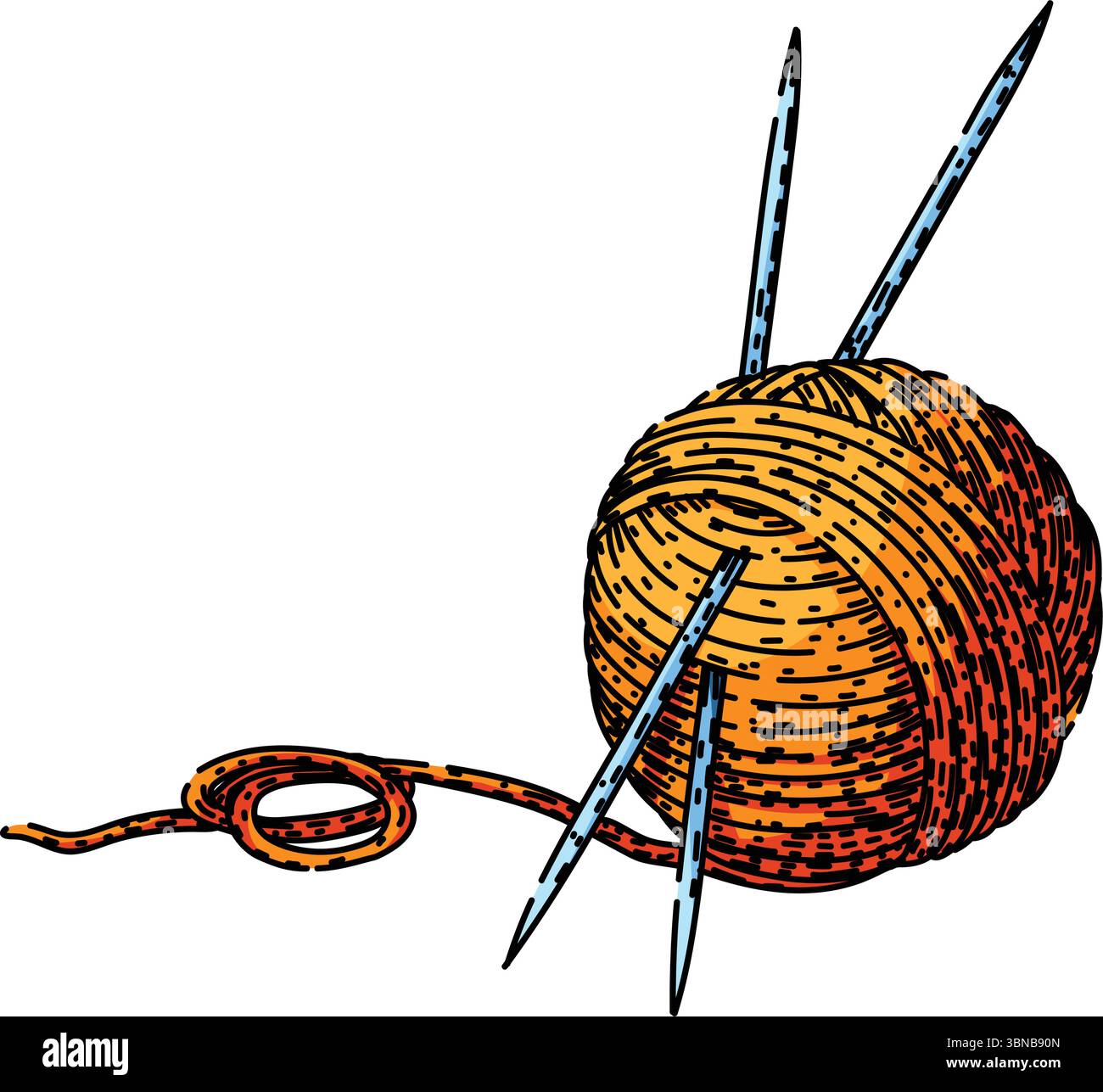 fiber yarn needle knit sketch hand drawn vector Stock Vector Image & Art - Alamy