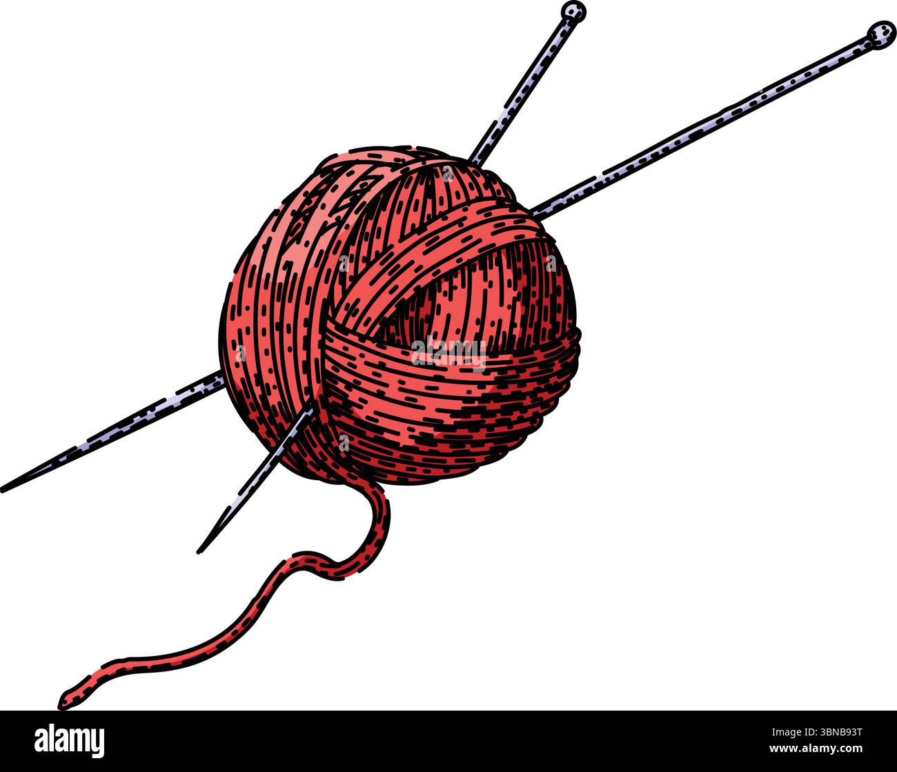 wool yarn needle knit sketch hand drawn vector Stock Vector Image & Art - Alamy
