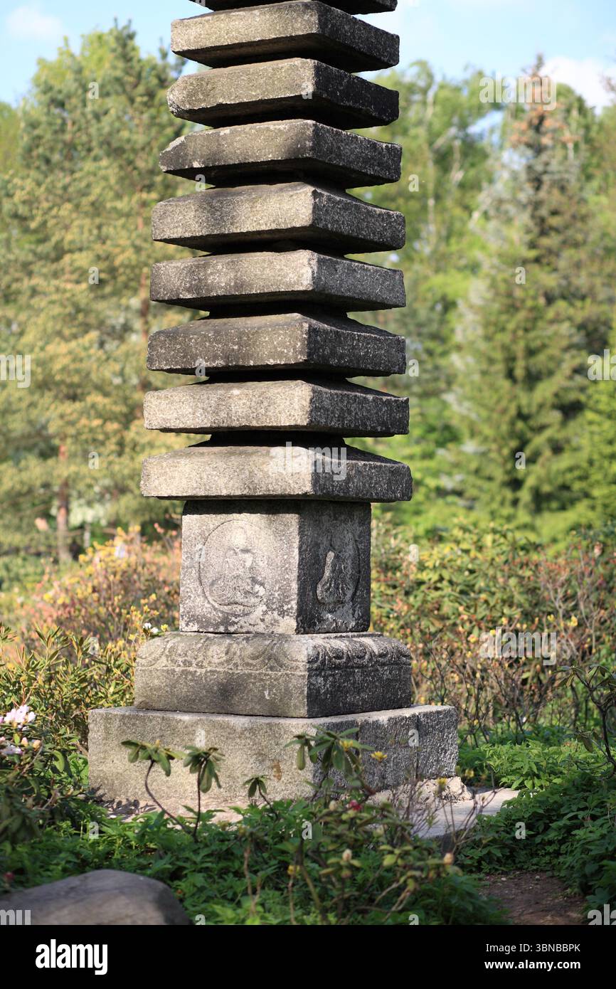 stone column in japan garden Stock Photo - Alamy