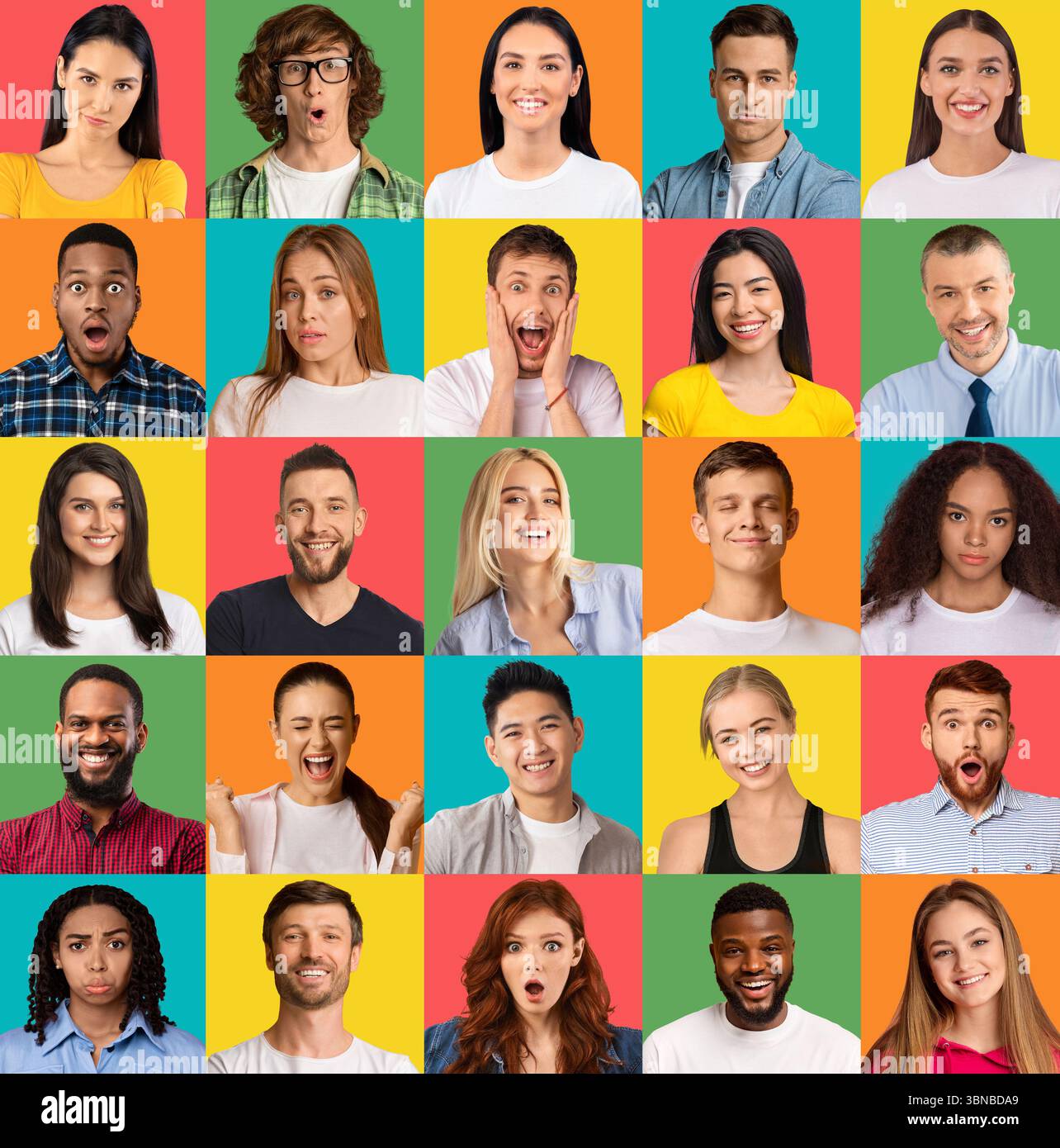 Collage of diverse people expressing different emotions Stock Photo - Alamy