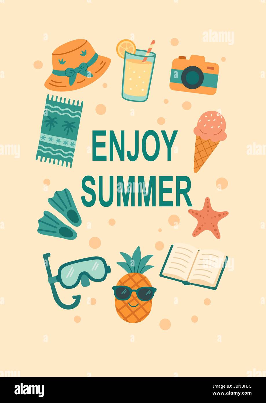 Cute colorful summer poster Stock Vector Images - Alamy