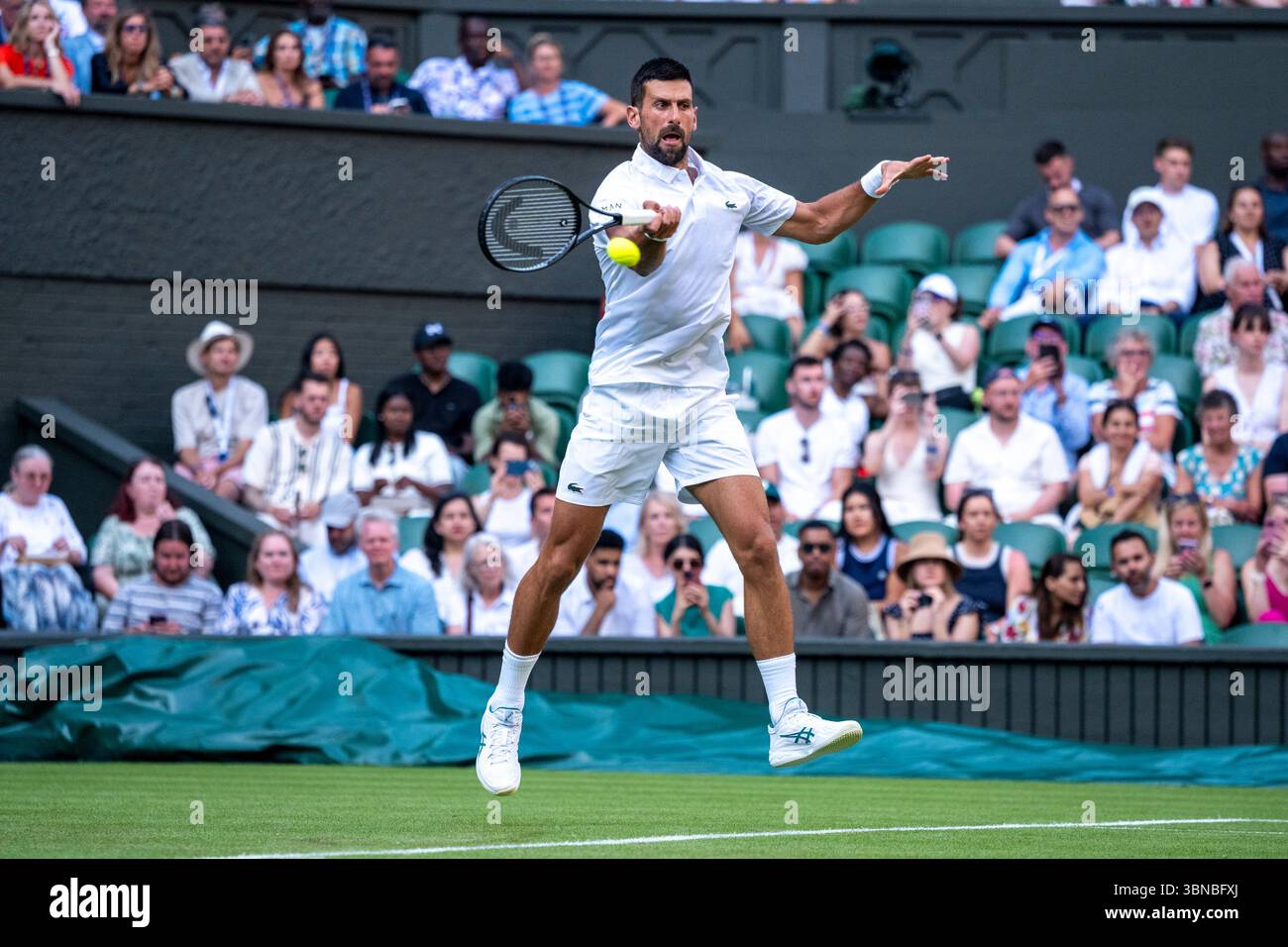Novak Djokovic during the Wimbledon 2025 Men’s Singles first round tennis match between ...