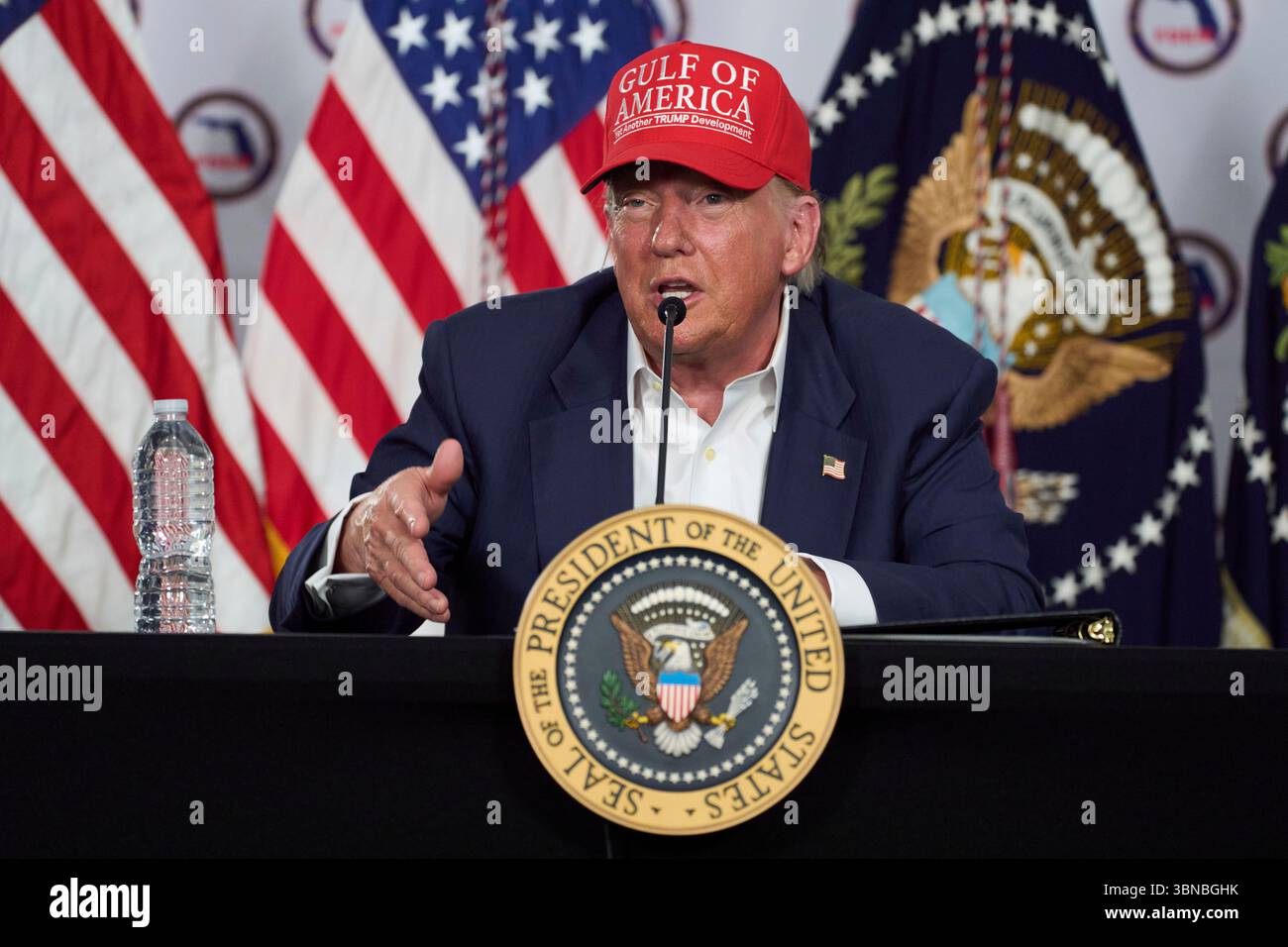 President Donald Trump speaks during a roundtable at "Alligator ...