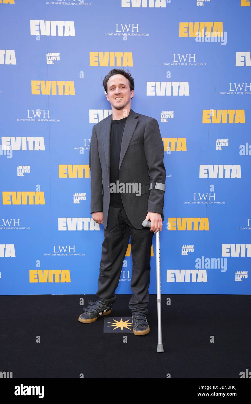 Daniel Monks attends the opening night of Evita, at the London ...