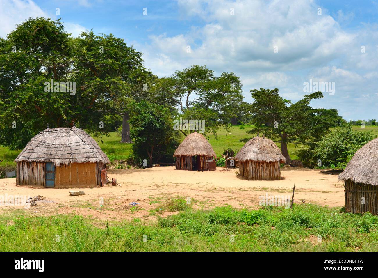 Traditional clay houses in typical Angolan village. Angola Stock Photo ...