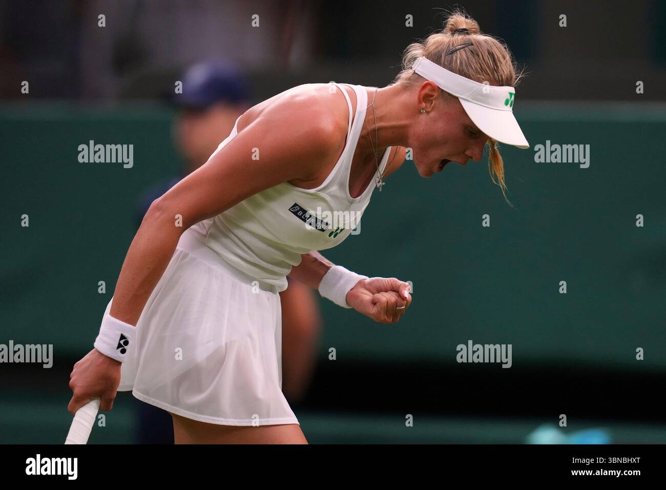 Dayana Yastremska of Ukraine reacts during her first round women's ...