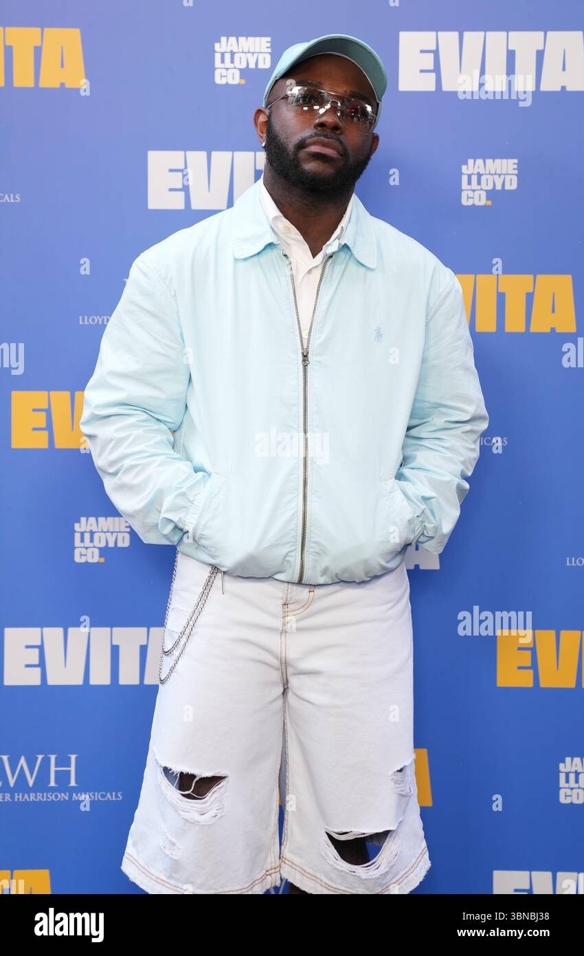 Brandon Whitmore attends the opening night of Evita, at the London ...