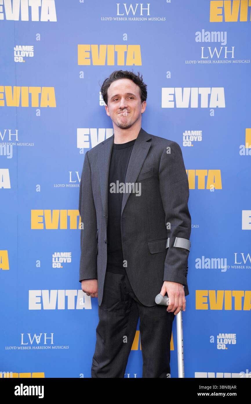 Daniel Monks attends the opening night of Evita, at the London ...