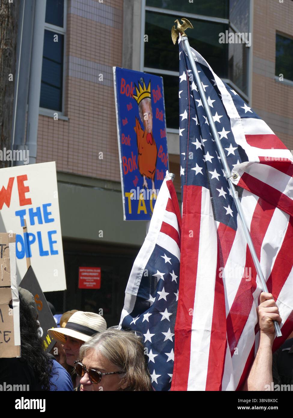 SEATTLE - JUN 14, 2025 - No Kings Rally - Demonstrating activist ...