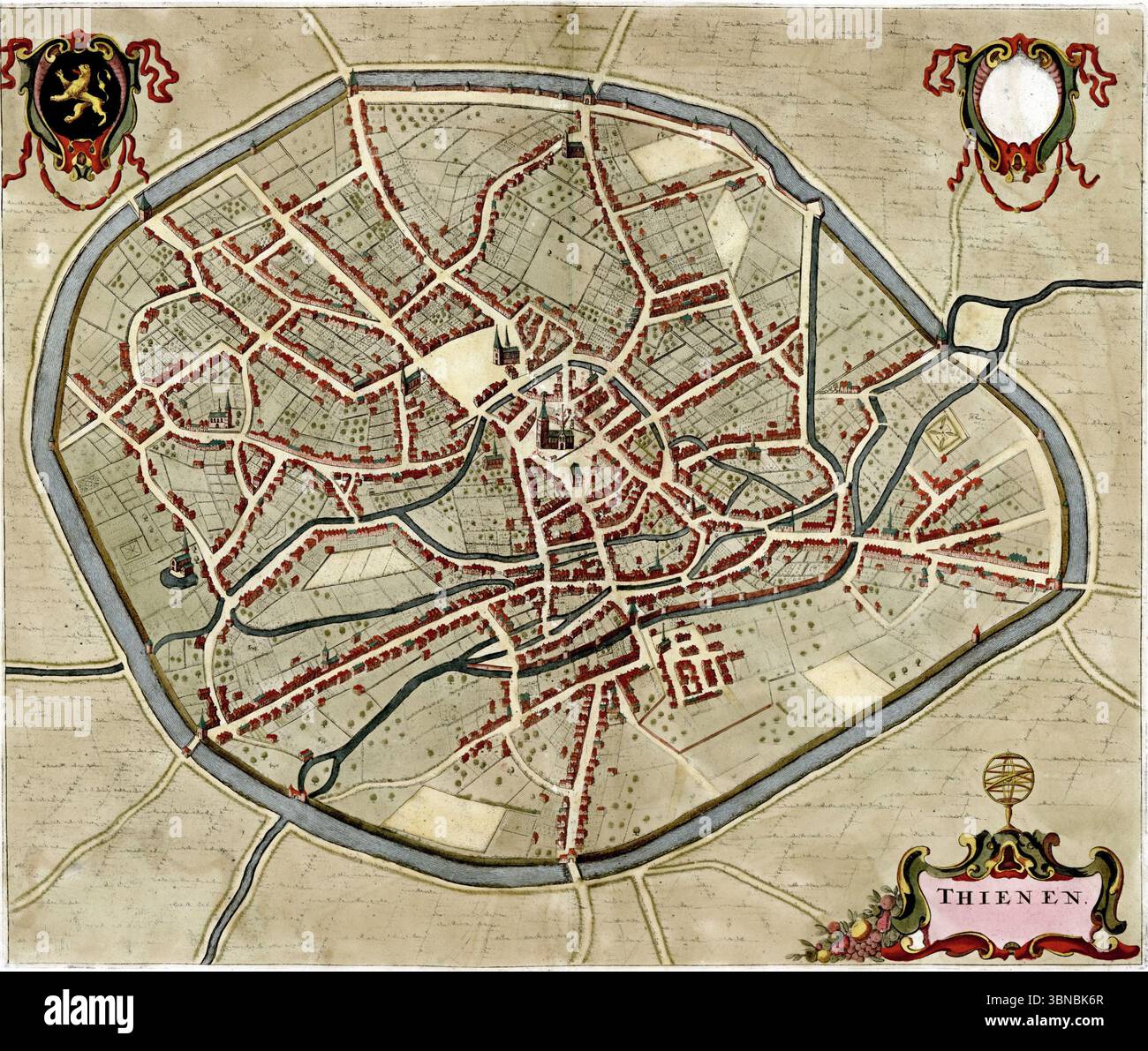 SEATTLE -SEP 19, 2022 - Antique map of tienen, belgium, created in the ...