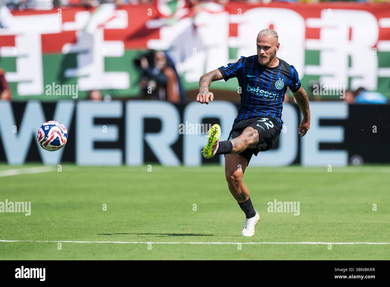 Federico Dimarco of FC Internazionale kicks the ball during the FIFA ...