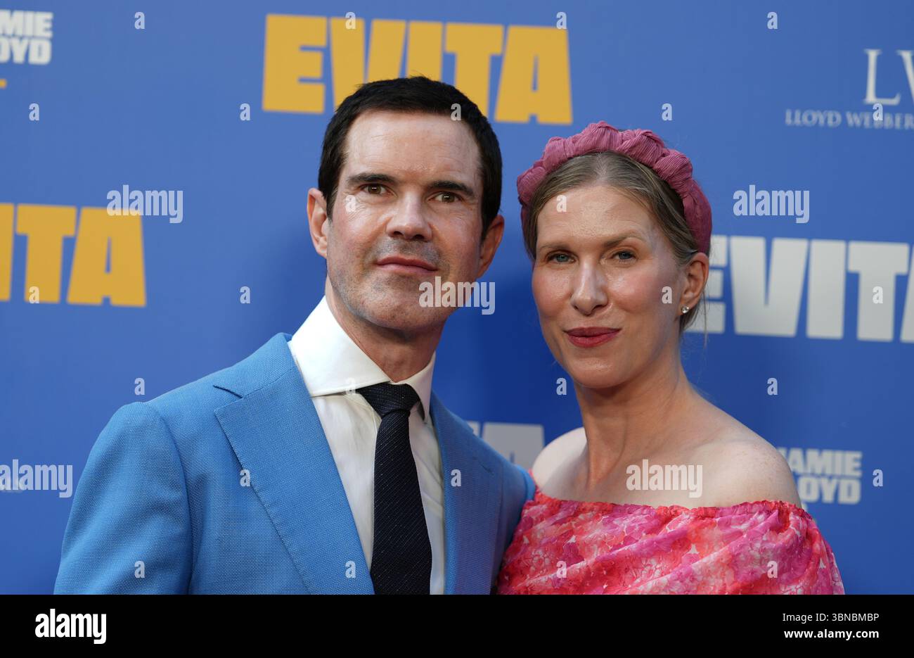 Jimmy Carr and Karoline Copping attend the opening night of Evita, at ...