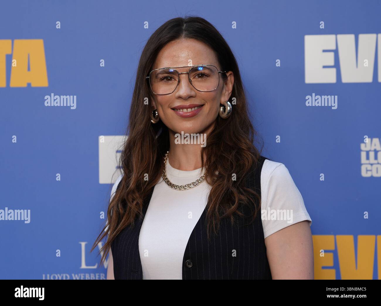 Hayley Atwell attends the opening night of Evita, at the London ...