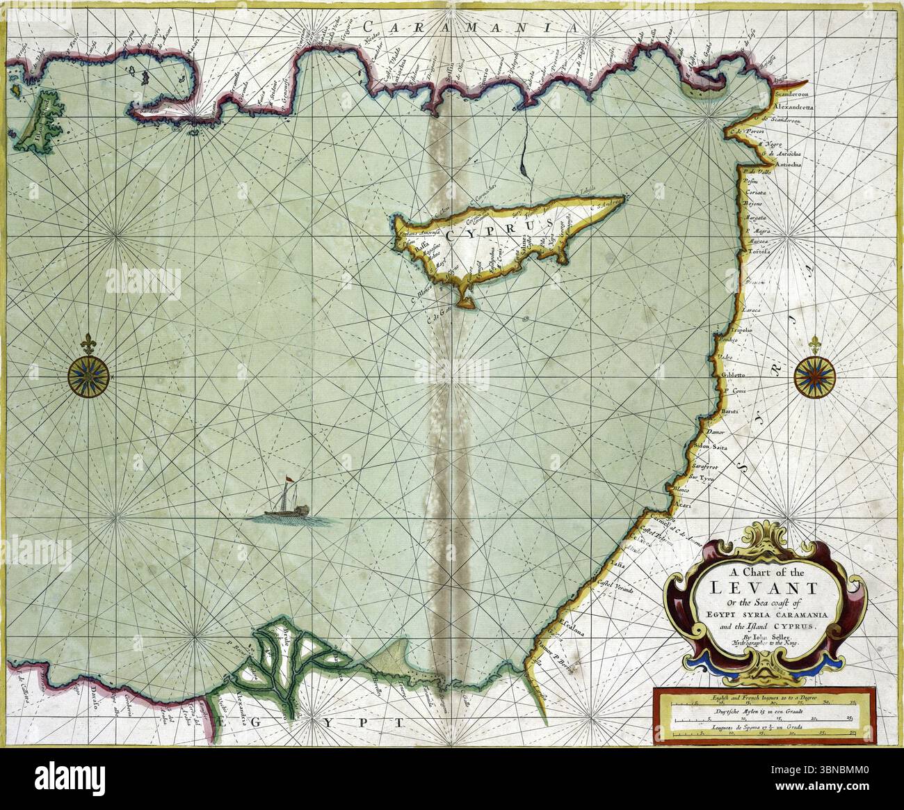Chart of the Levant from Cyprus to Egypt, from 19th century atlas ...