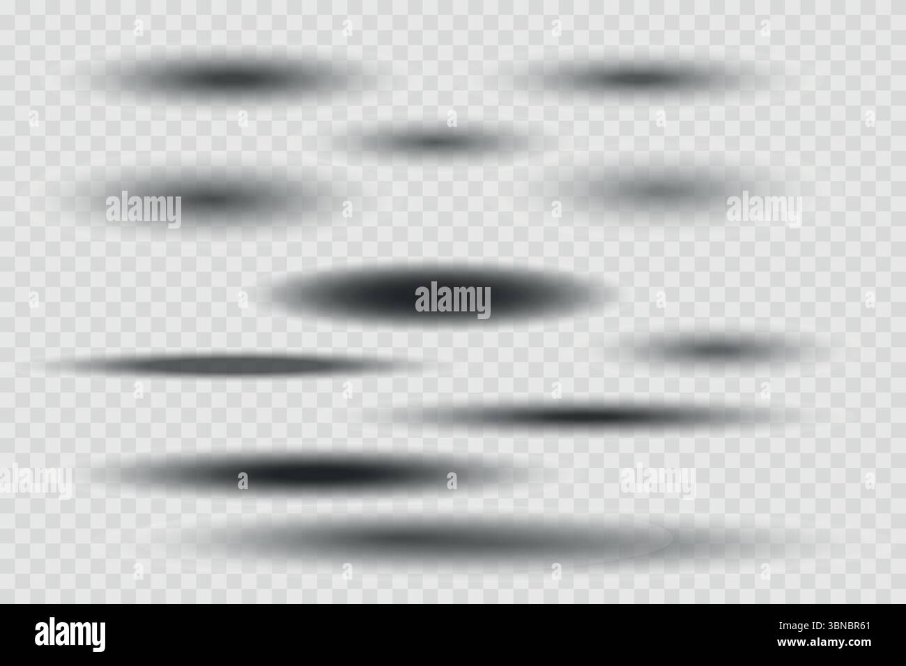 Different realistic round shadow, soft shapes on transparent background ...