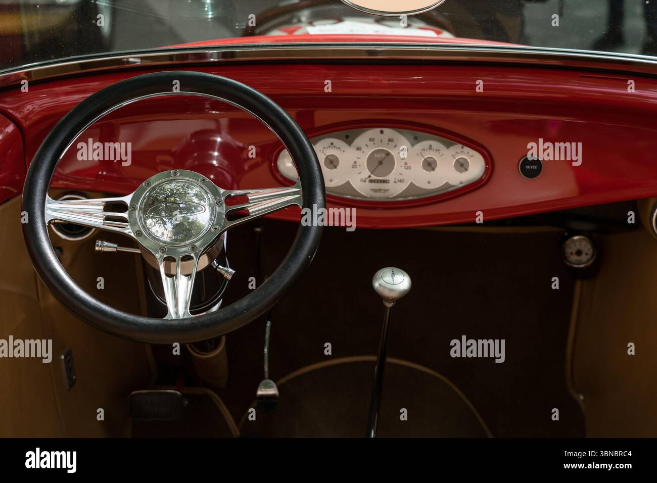 BERLIN - MAY 10, 2025: Interior view of a custom-built hot rod based on ...