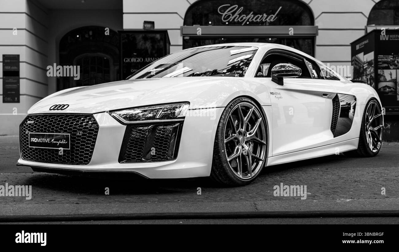 BERLIN - MAY 10, 2025: Audi R8, modern supercar on display at the ...