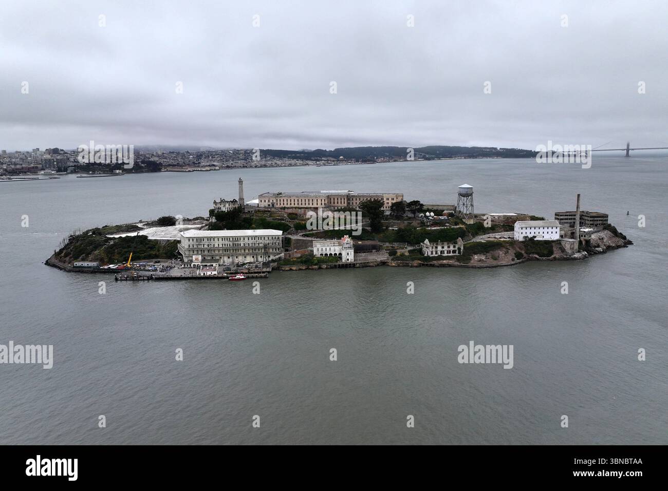 An aerial view of Alcatraz Island prison, Tuesday, June 24, 2025, in ...