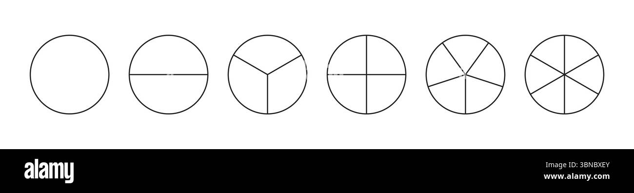 Pizza charts collection. Pie chart template from 1 to 6. Diagram wheel ...
