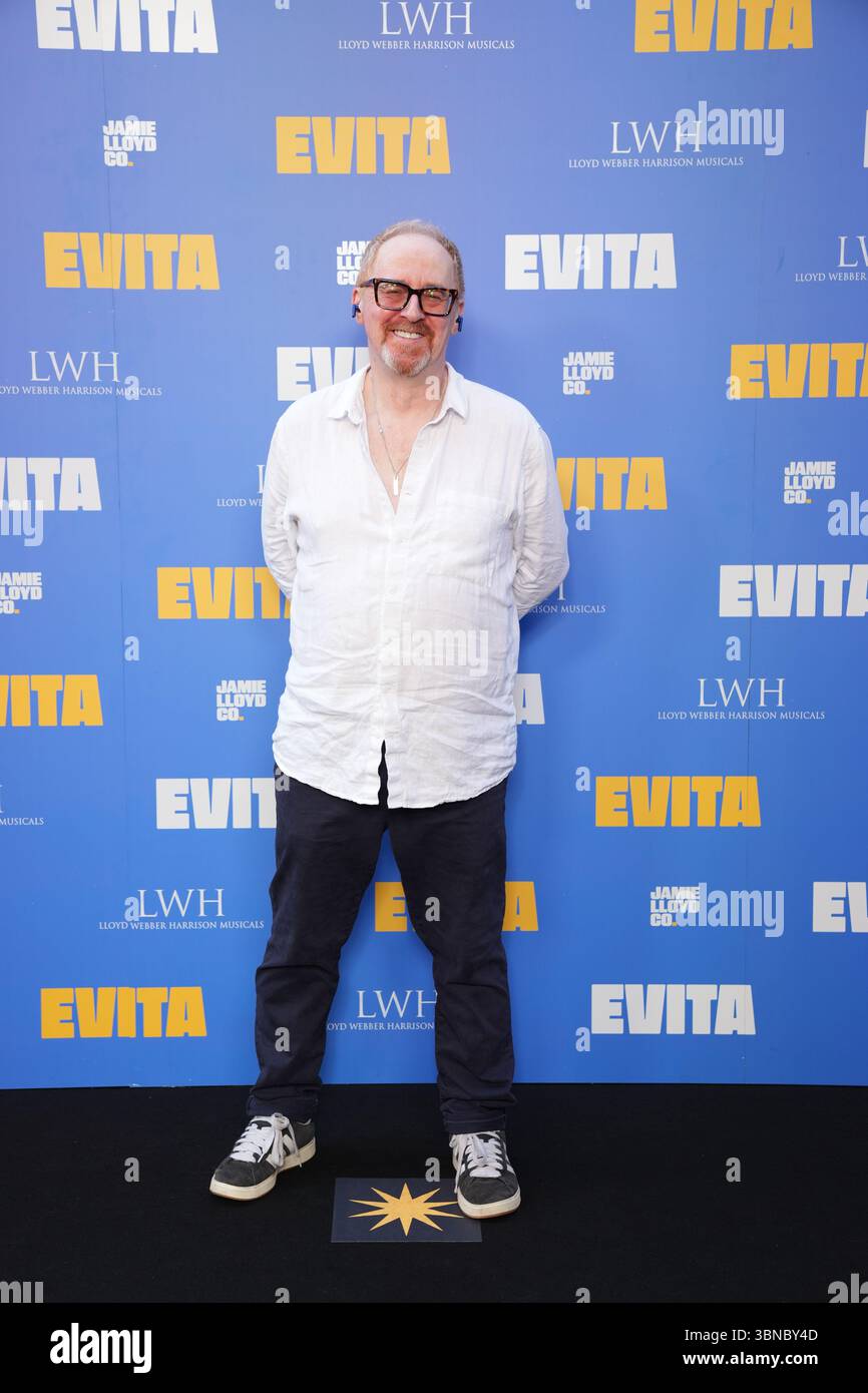 Forbes Masson attends the opening night of Evita, at the London ...