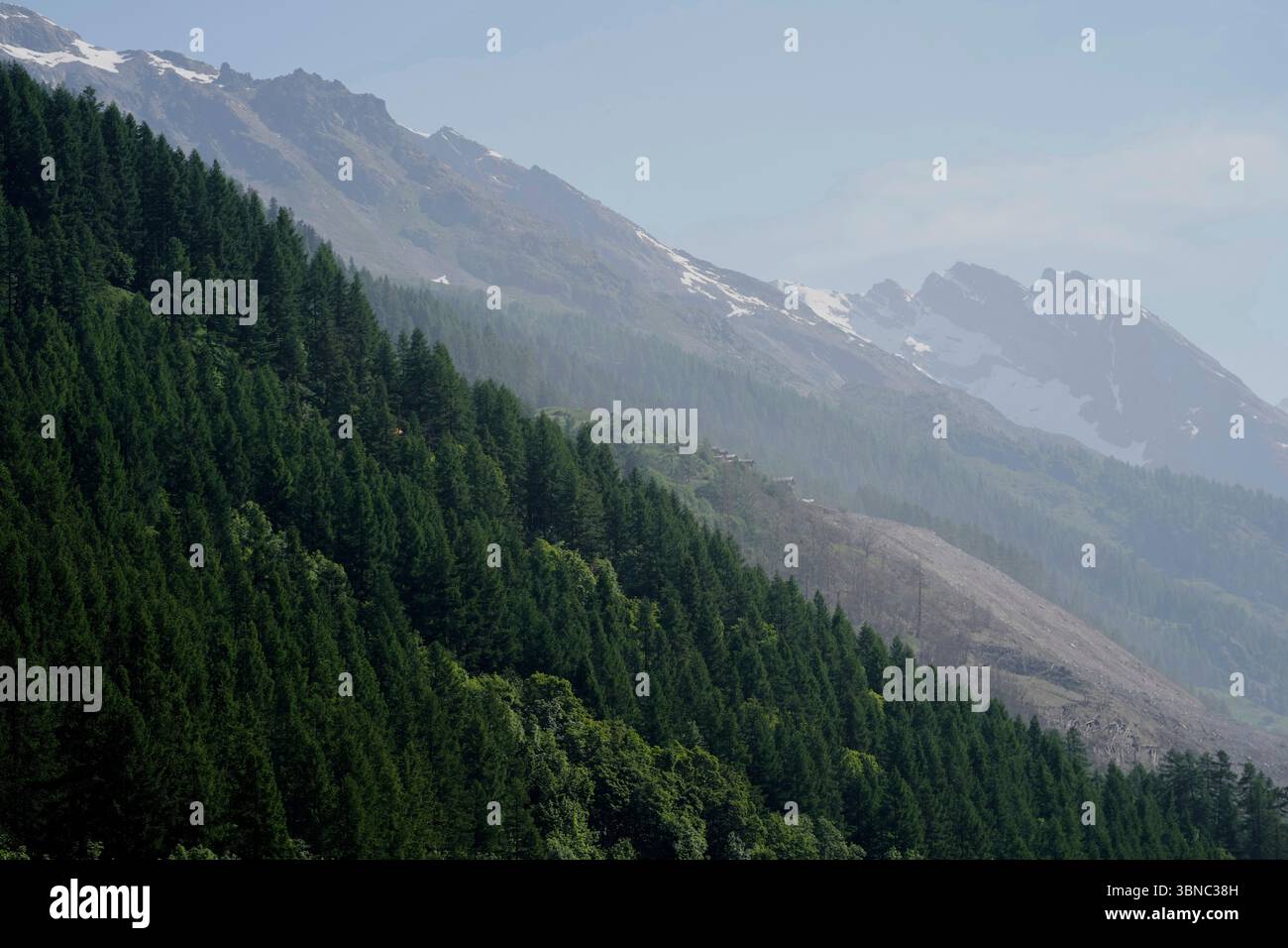 The aftermath of the Birch Glacier collapse is visible in Blatten ...
