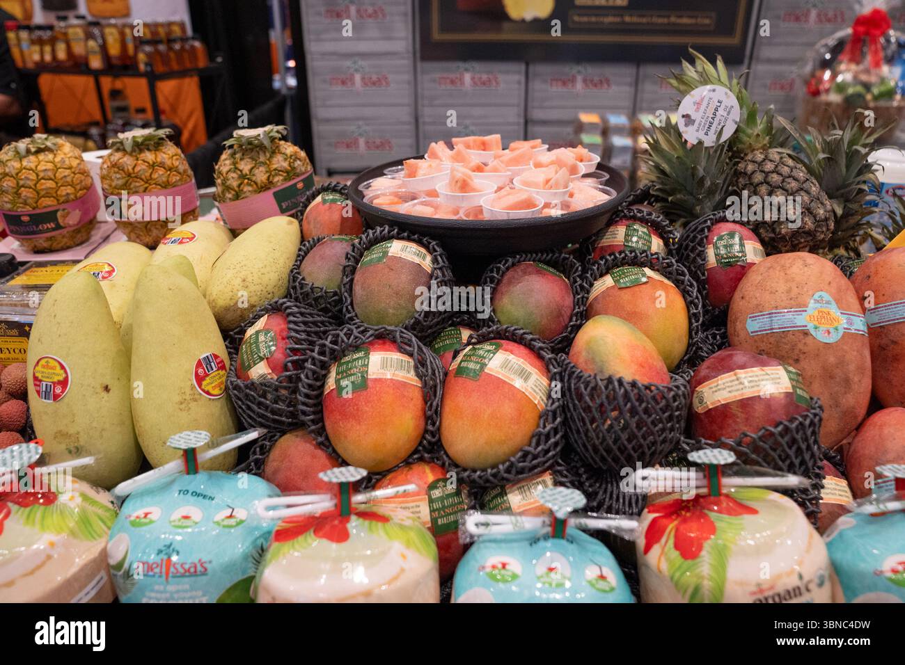 New York, USA. 01st July, 2025. Exotic and expensive produce presented ...