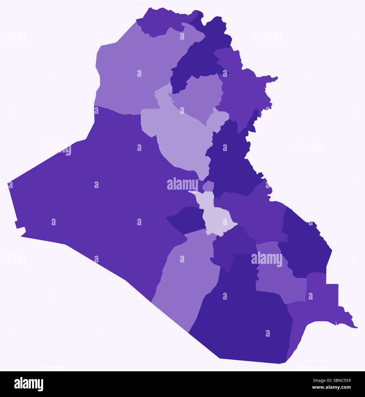 Map of Iraq with regions. Just a simple country border map with region ...