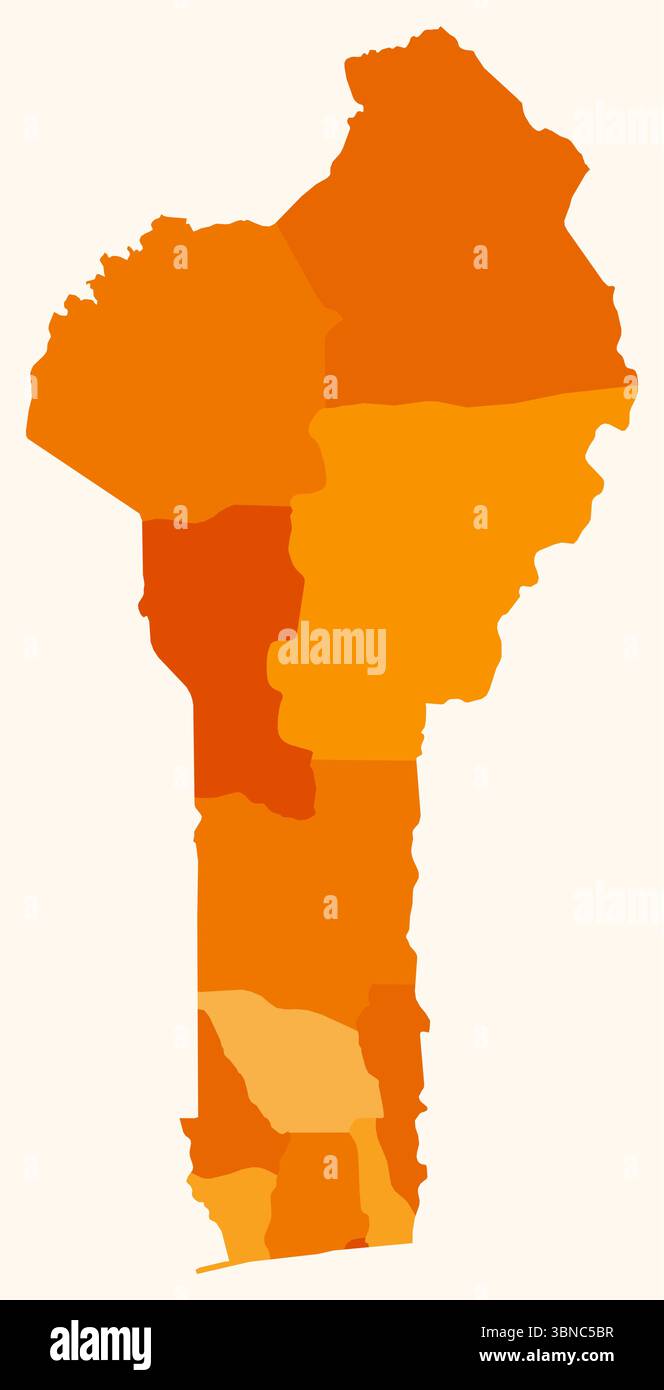Map of Benin with regions. Just a simple country border map with region ...