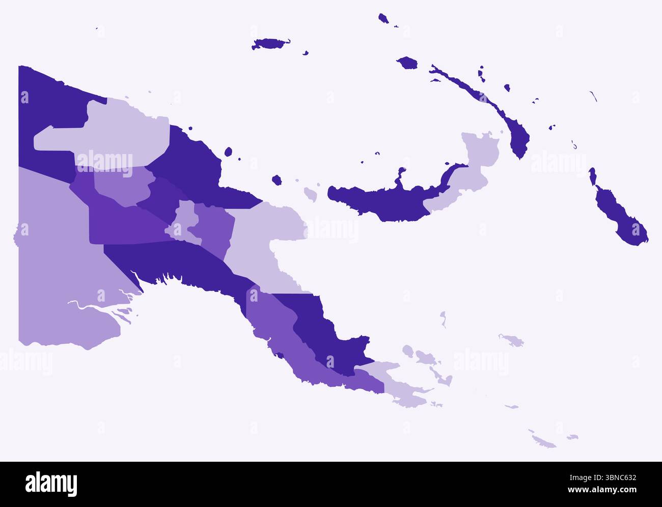 Map of Papua New Guinea with regions. A simple country border map with ...