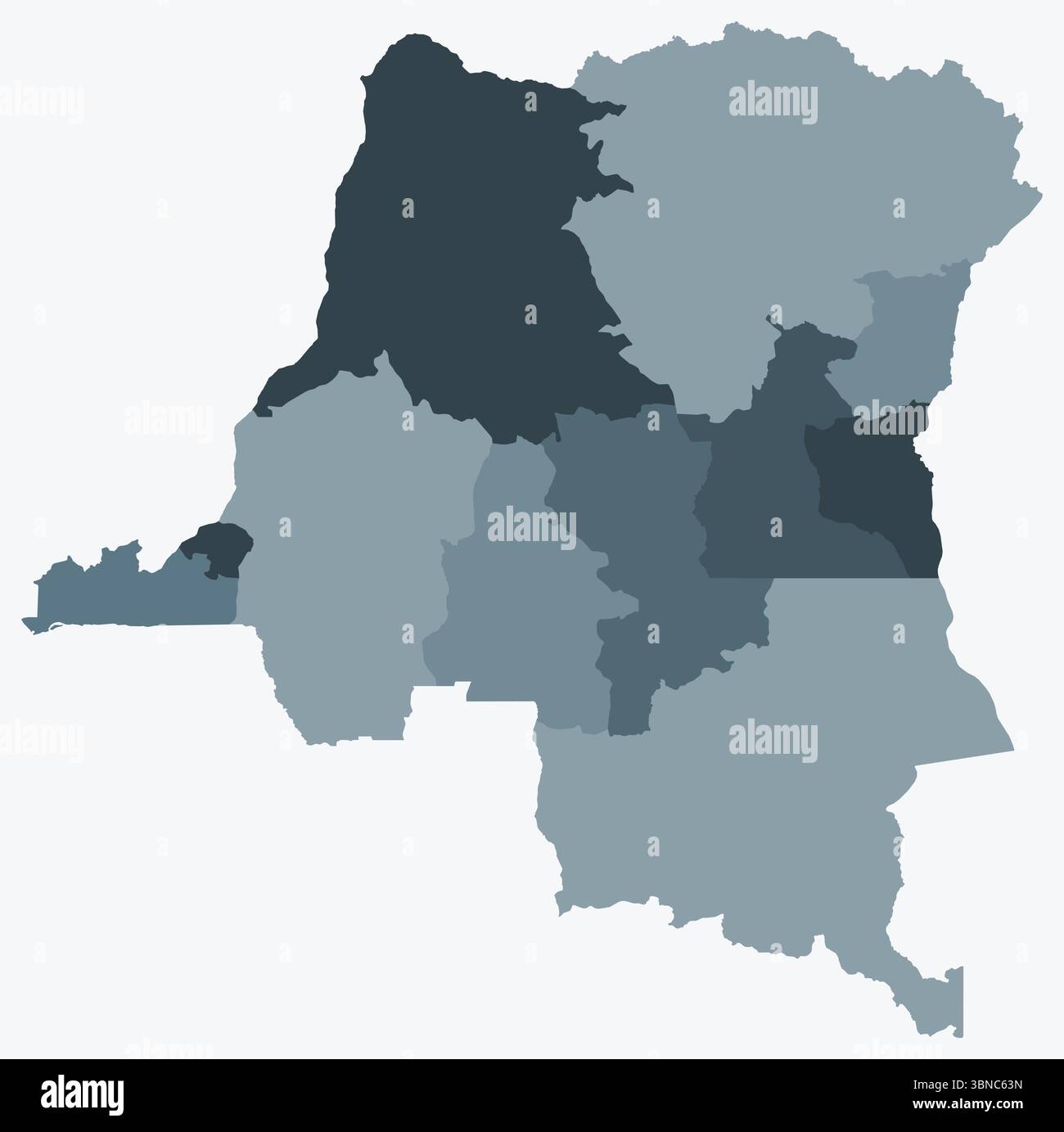 Map of Democratic Republic of the Congo with regions. Just a simple ...