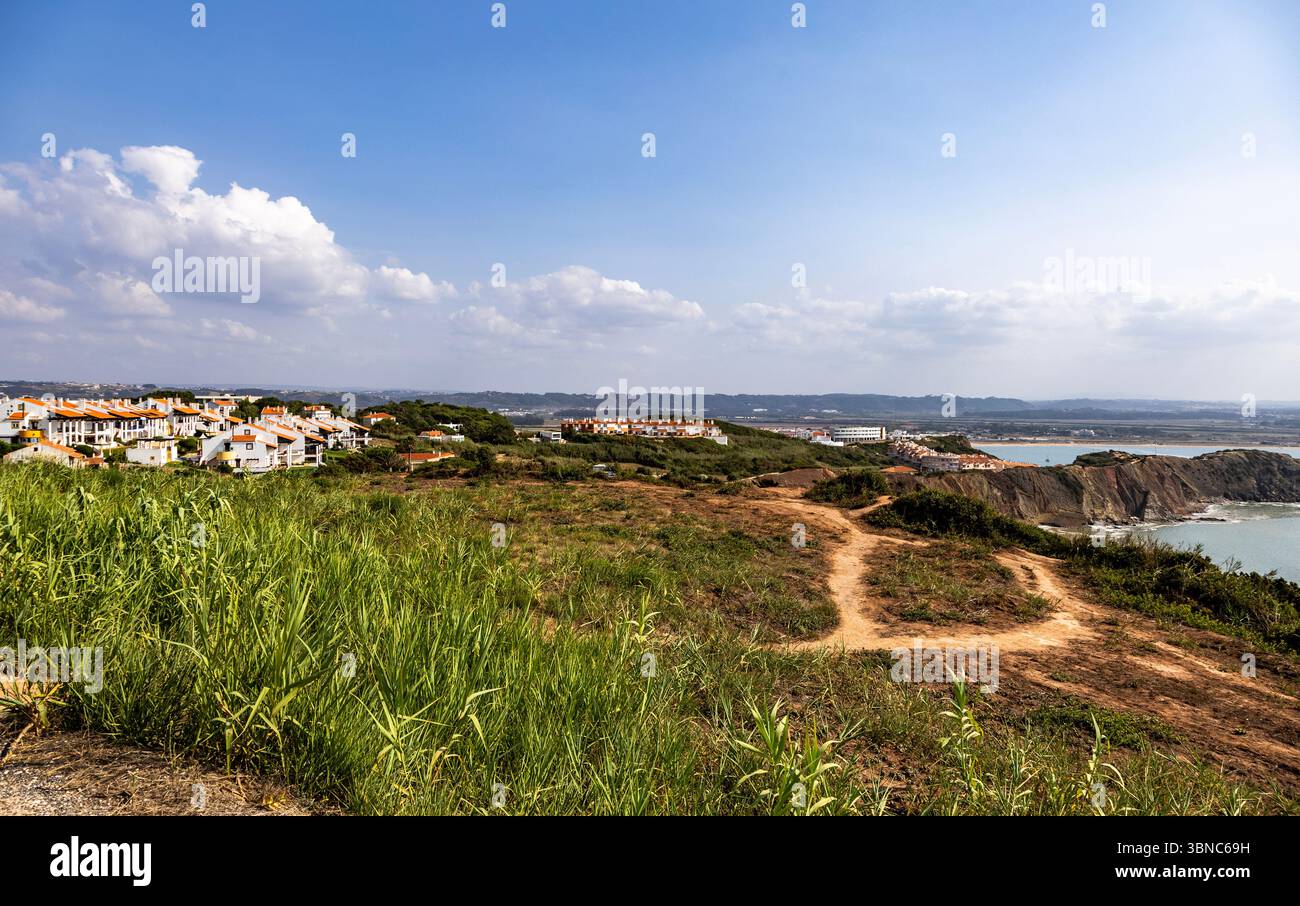 Partial view over the city of Sao Martinho do Porto, Portugal, spread ...