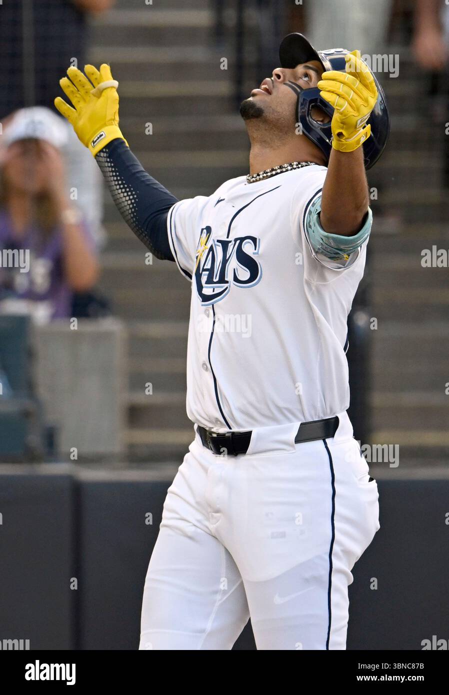 Tampa Bay Rays' Christopher Morel celebrates his solo home run during ...