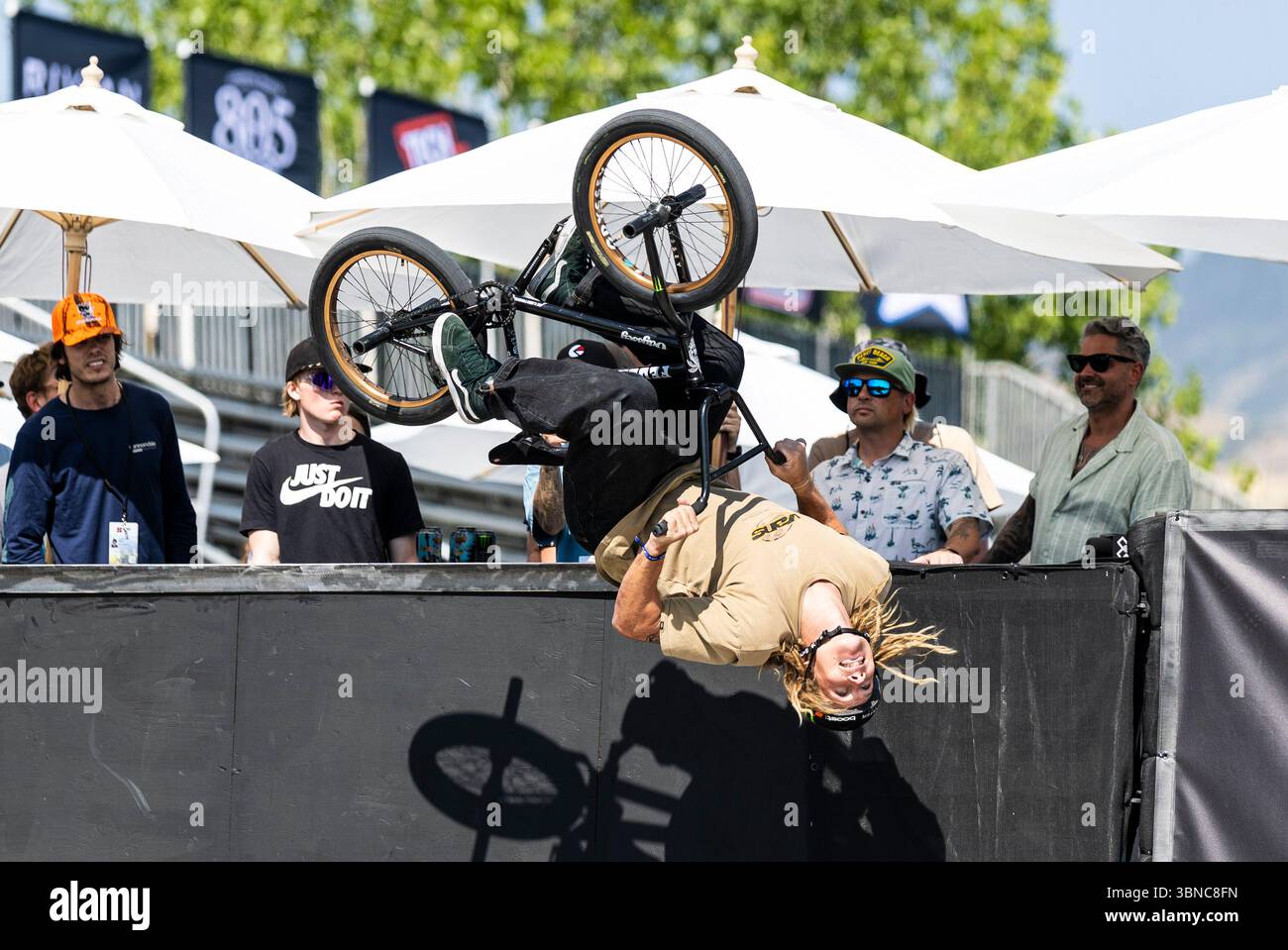 June 27 2025 Salt Lake City UT U.S.A. Street biker Boyd Hilder pulls ...