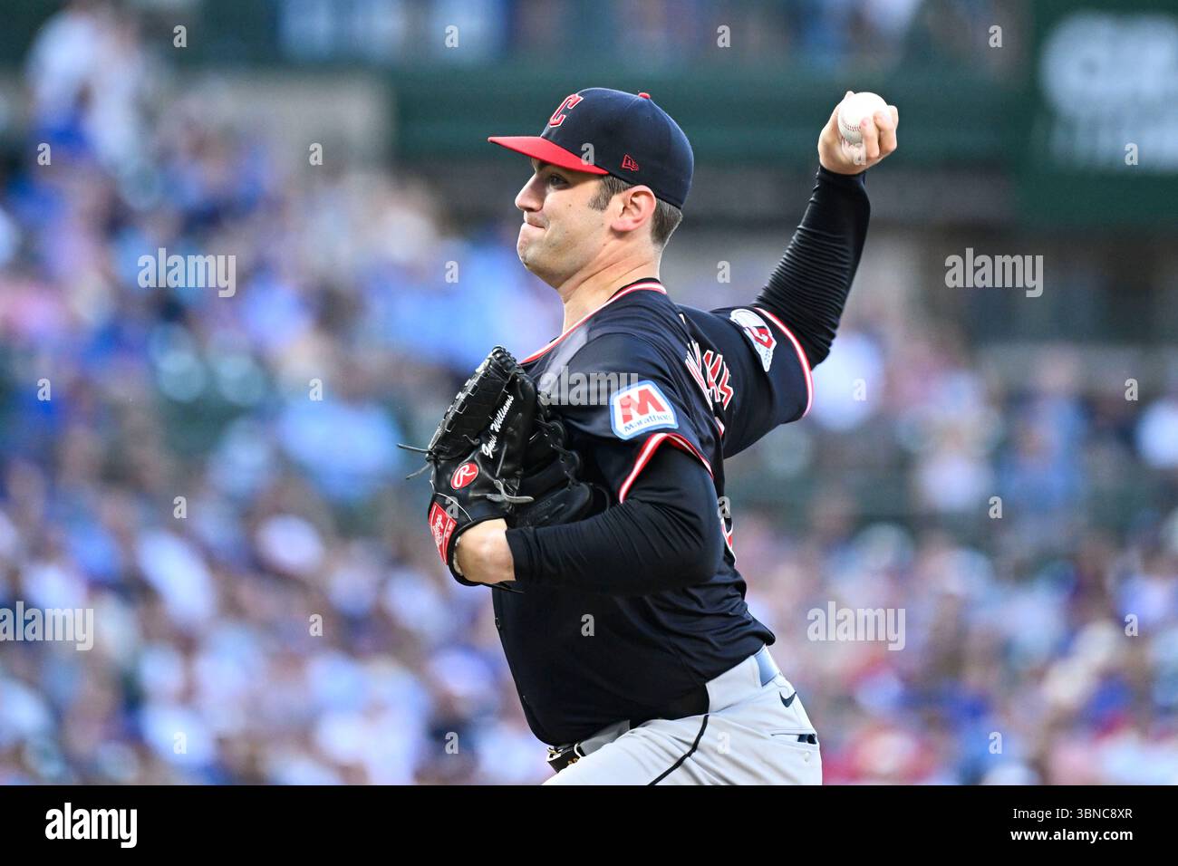 Cleveland Guardians pitcher Gavin Williams delivers during the first ...